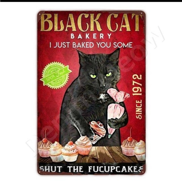 Art | Black Cat Bakery Metal Wall Art | Poshmark